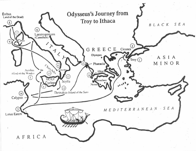 The Journey of Odysseus Map | PDF