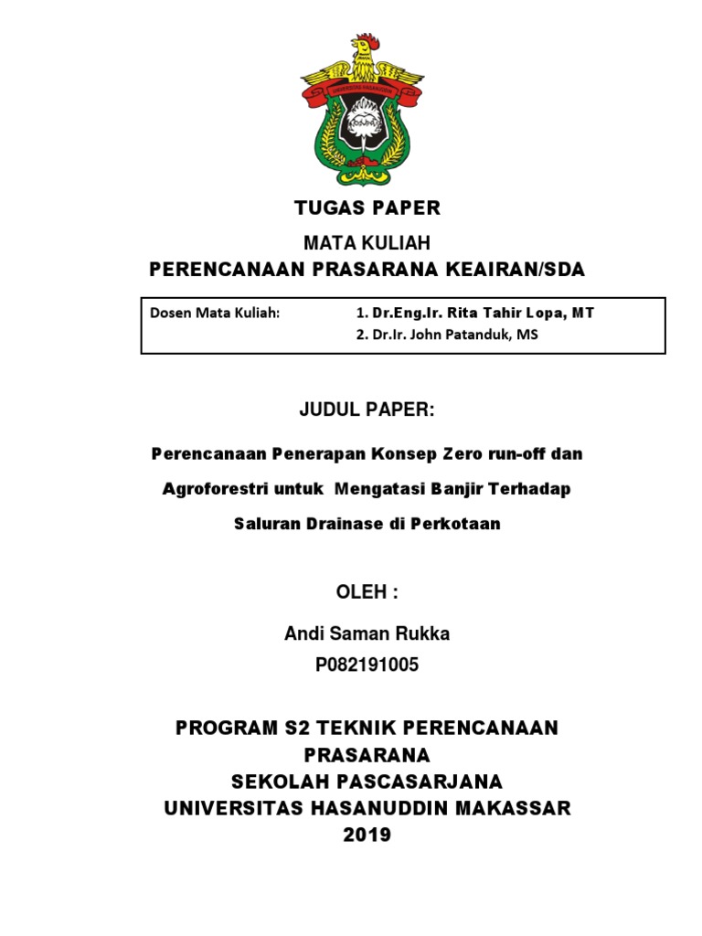 Perencanaan Penerapan Konsep Zero Run-Off Dan Agroforestri Untuk ...