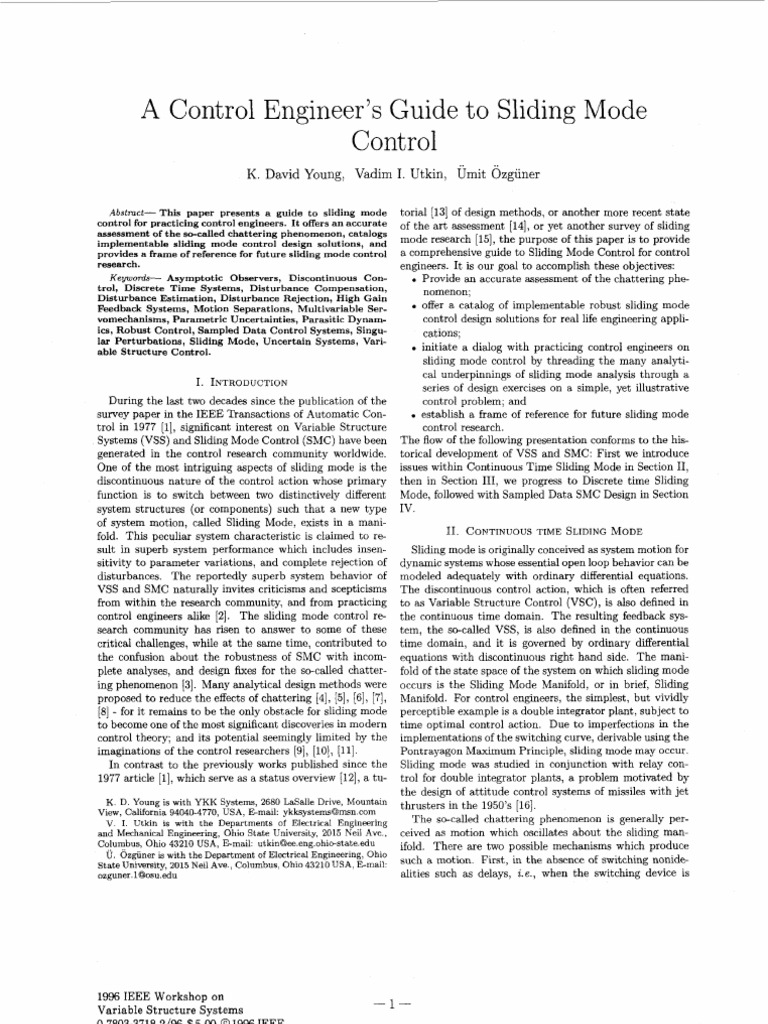 A Control Engineers Quide To Sliding Mode Control | PDF | Control ...