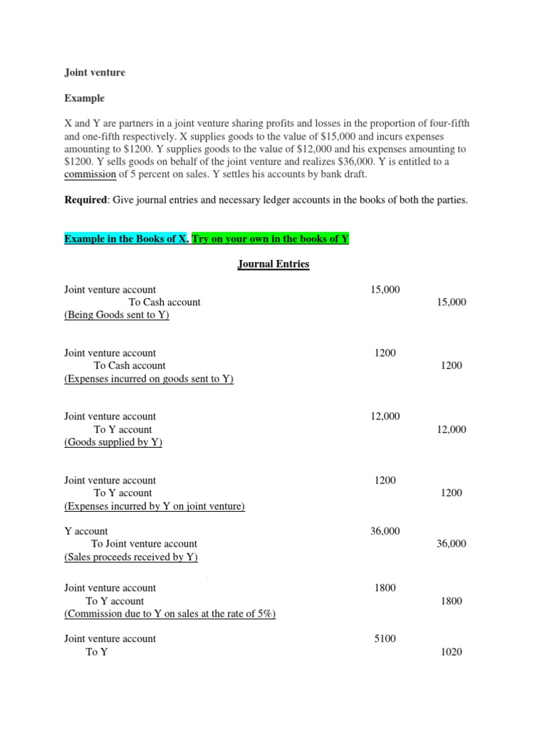 Joint Venture Accounting Entries Guide | PDF | Debits And Credits ...