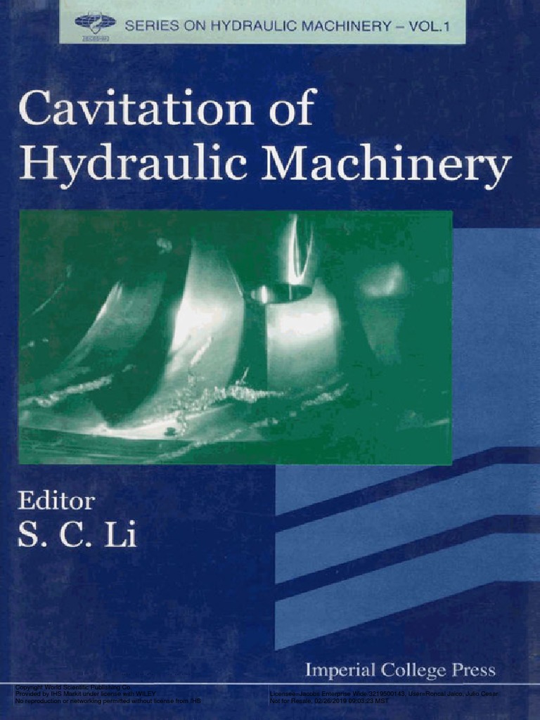 Cavitation of Hydraulic Machinery | PDF | Pump | Liquids