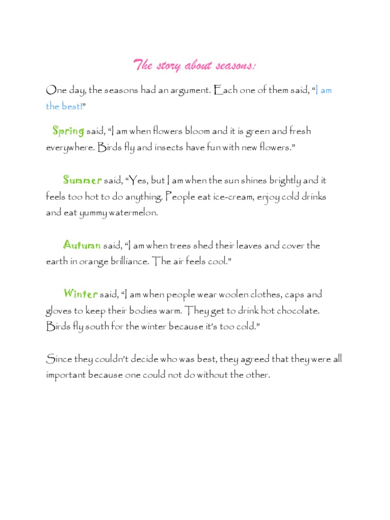 Seasons' Argument: A Short Story | PDF