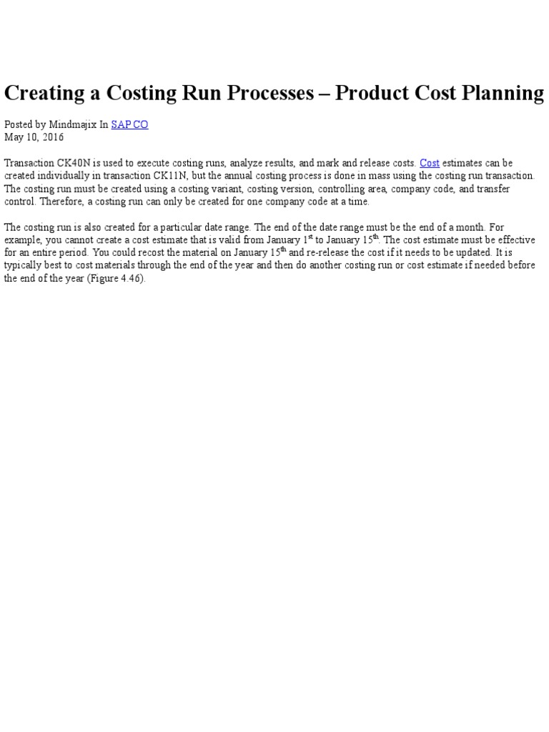 Costing Run Processes | PDF | Cost | Valuation (Finance)