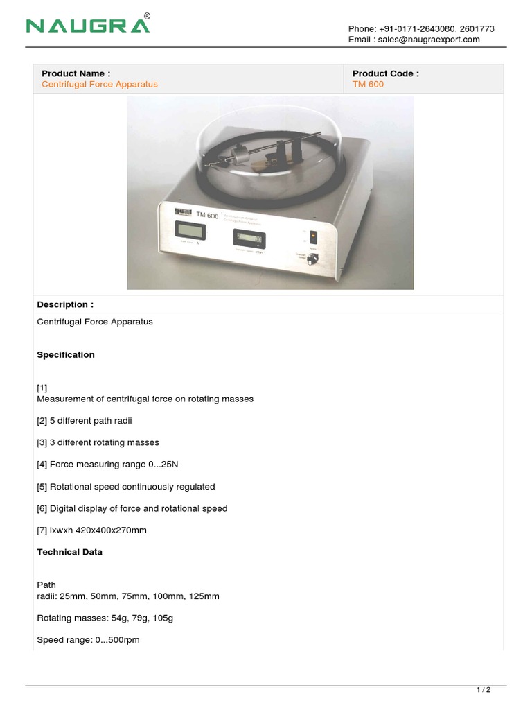 Centrifugal Force Apparatus | PDF