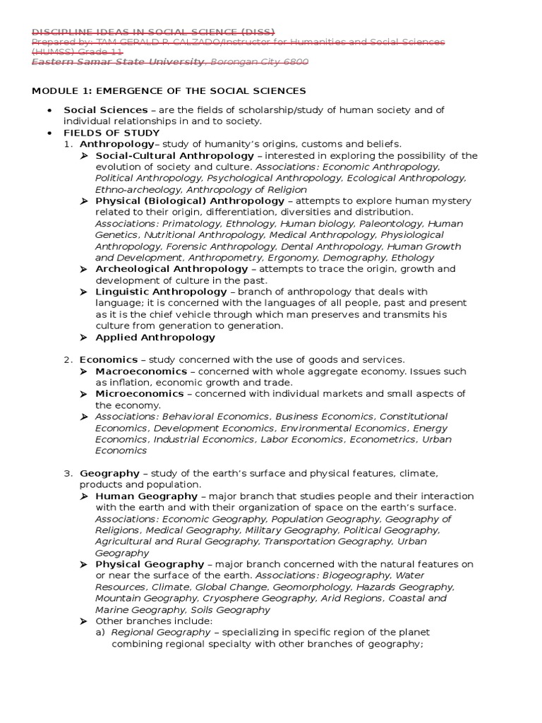 DISS Module 1 | PDF | Geography | Anthropology