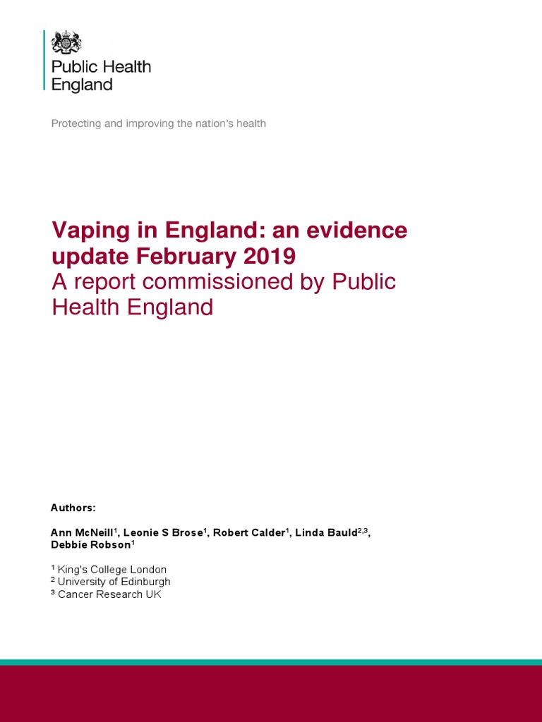 Vaping in England An Evidence Update February 2019 | PDF | Electronic ...