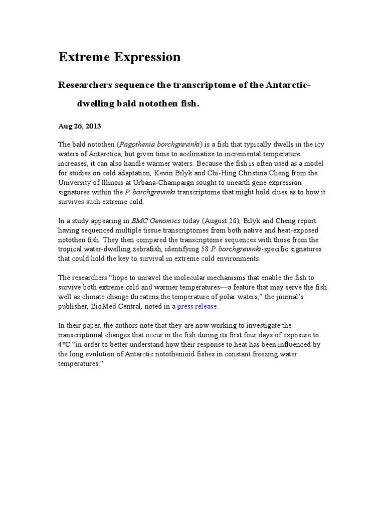 Extreme Expression: Researchers Sequence The Transcriptome of The ...
