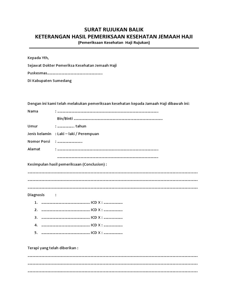 Format Rujukan Balik Haji | PDF