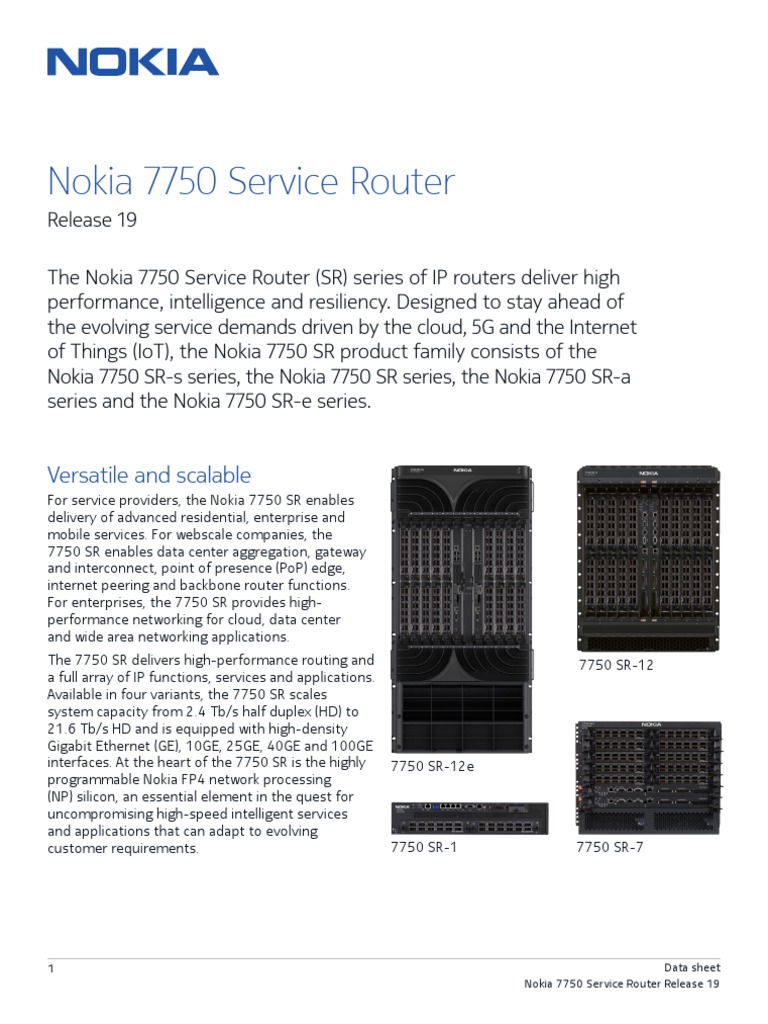 Nokia 7750 Service Router: Versatile and Scalable | PDF | Multiprotocol ...