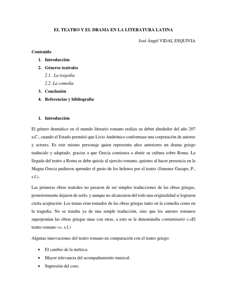 El Teatro y El Drama en La Literatura Latina | PDF | Comedia | Teatro
