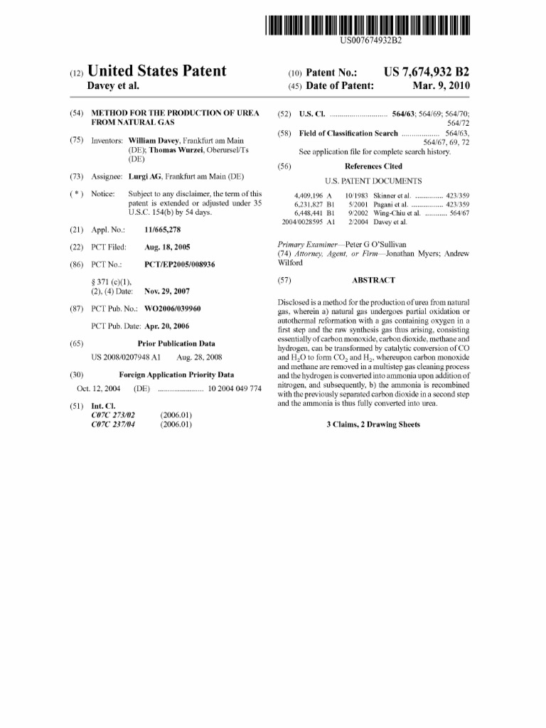 United States Patent (10) Patent No.: US 7,674,932 B2: Davey Et Al. (45 ...