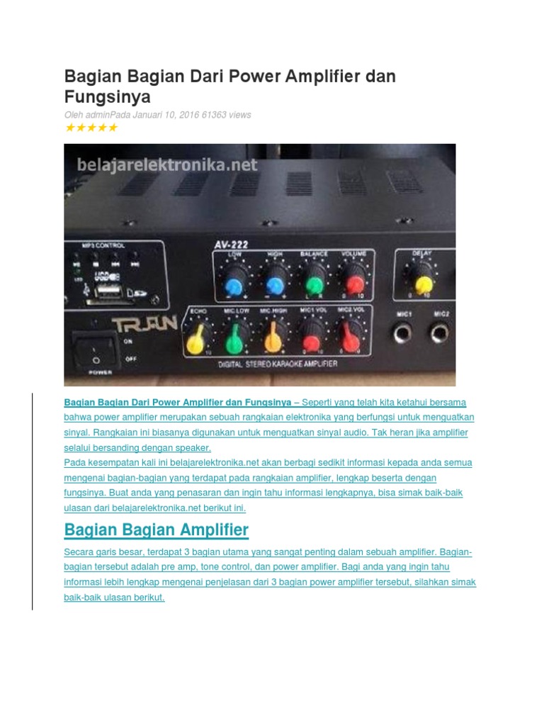 Bagian Bagian Dari Power Amplifier Dan Fungsinya | PDF | Kesehatan ...