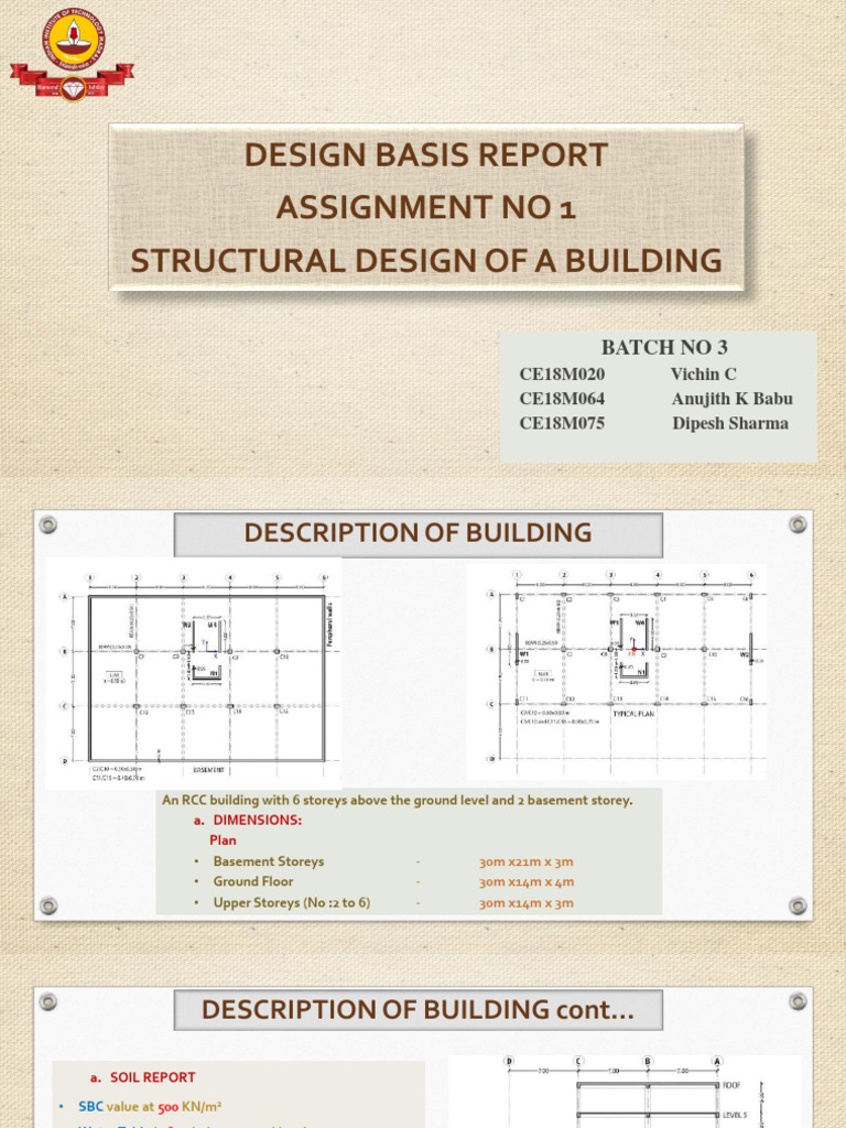 Design Basis Report Assignment No 1 Structural Design of A Building ...
