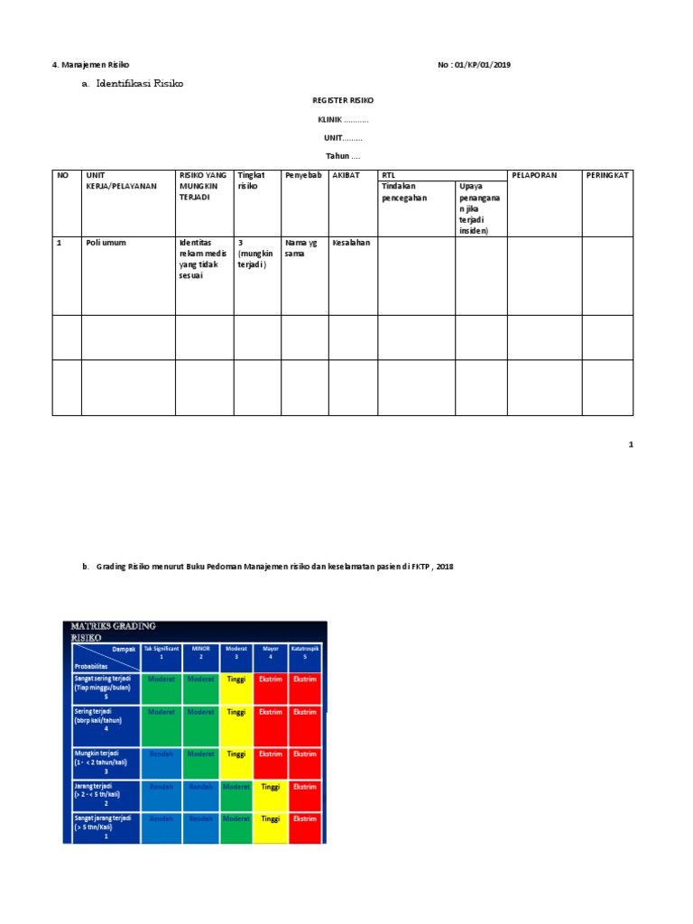 Template - Manajemen Risiko - Identifikasi Risiko | PDF