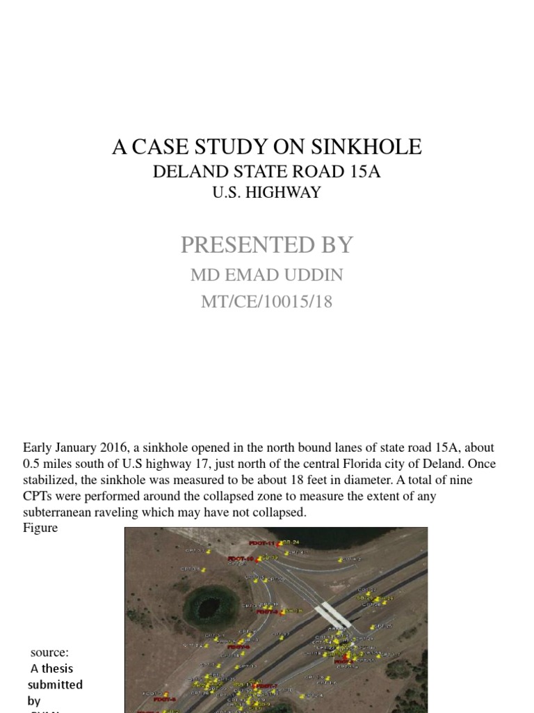 A Case Study On Sinkhole On Deland Road | PDF | Sinkhole | Erosion