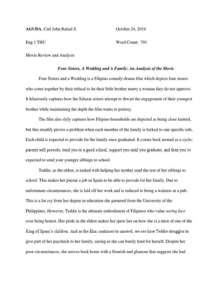 AGUDA, Carl John Rafael S.: Four Sisters, A Wedding and A Family: An ...