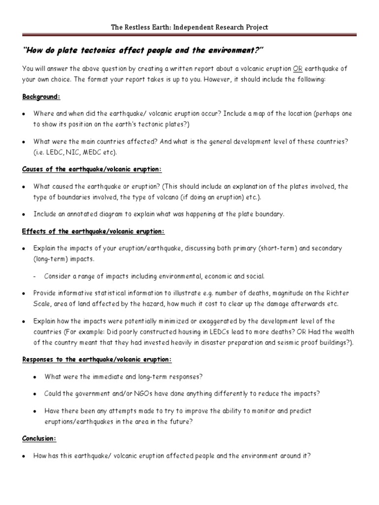 "How Do Plate Tectonics Affect People and The Environment?": The ...
