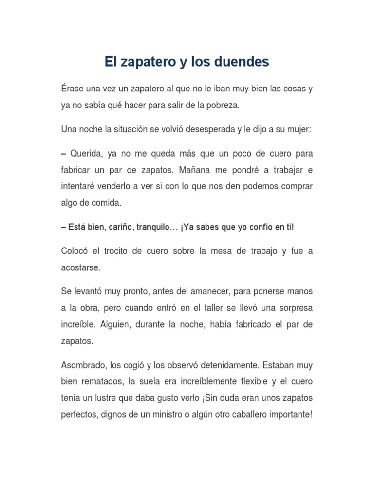 El Zapatero y Los Duendes | PDF | Ropa