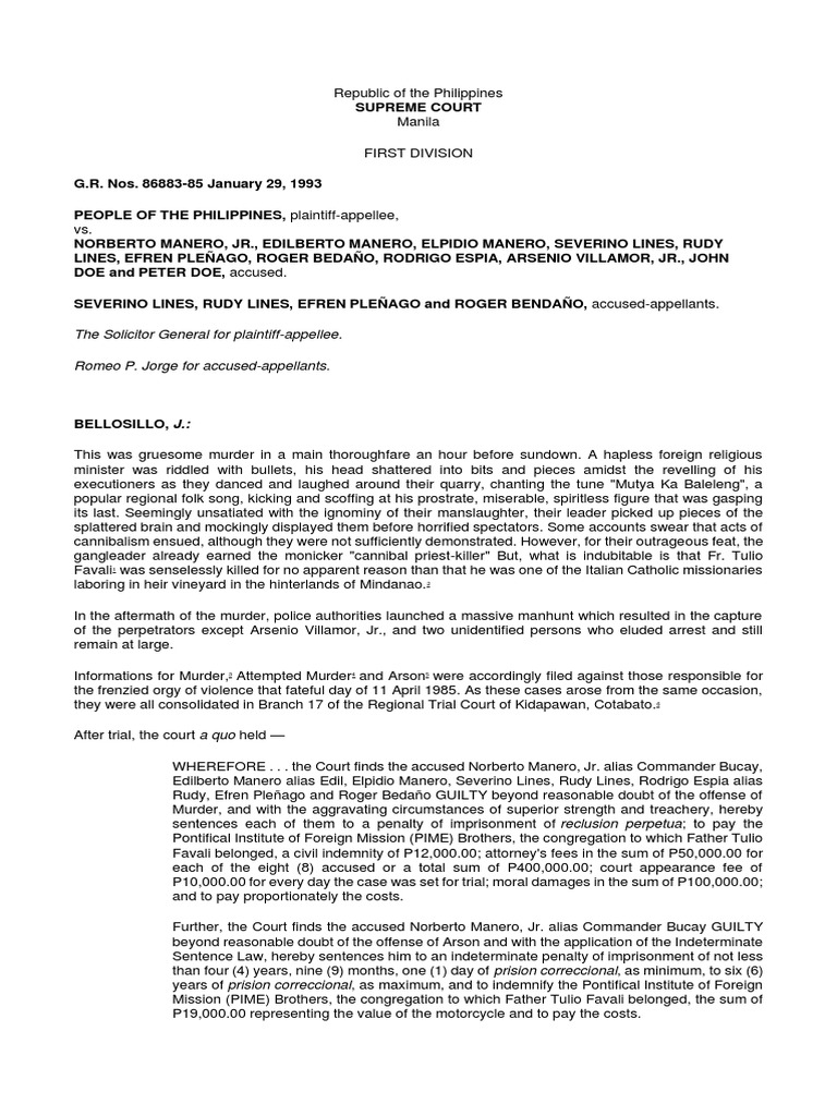 Norberto Manero Case Summary | PDF | Sentence (Law) | Damages