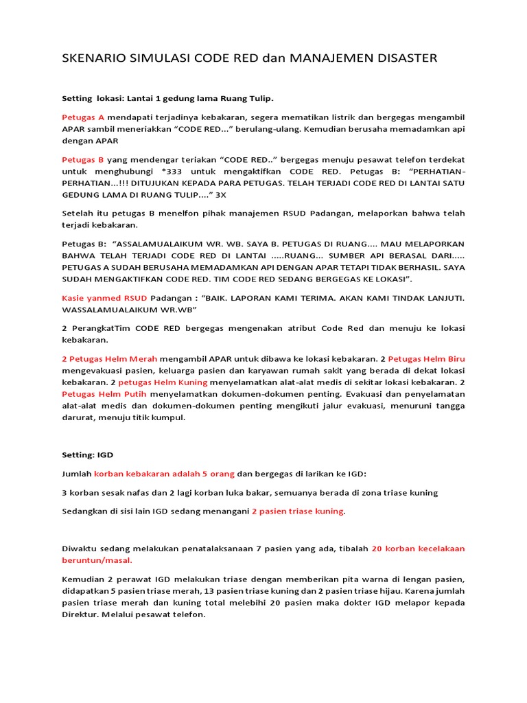 Skenario Simulasi Penanggulangan Bencana | PDF