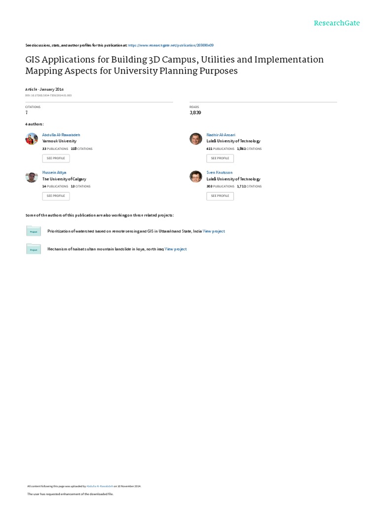 GIS Applications For Building 3D Campus, Utilities and Implementation Mapping Aspects For ...