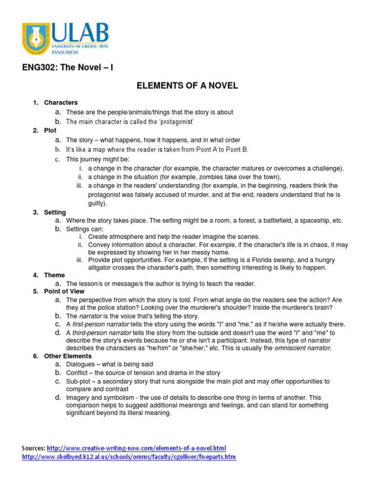 ENG302: The Novel - I Elements of A Novel: A. B. A. B. C | Download ...