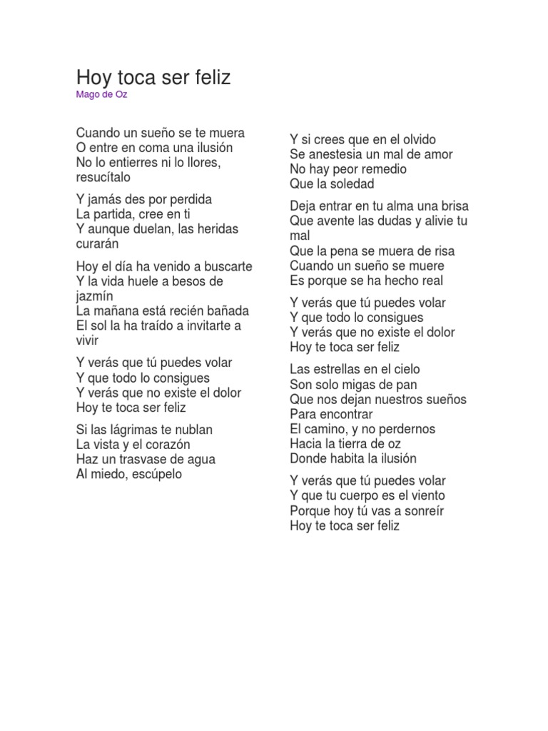 Hoy Toca Ser Feliz | PDF | Poesía