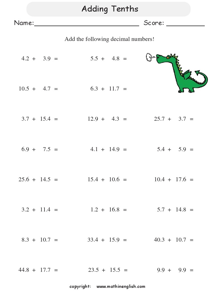 Adding Tenths P4 | PDF