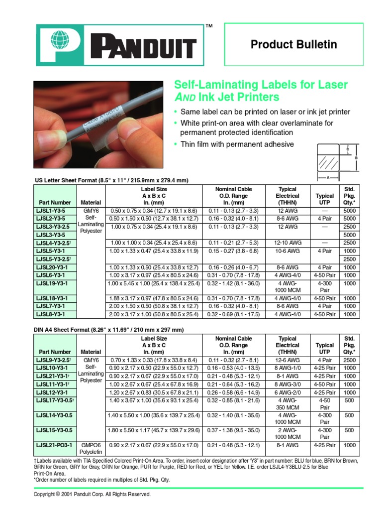 Self-Laminating Labels For Laser Ink Jet Printers: Product Bulletin ...