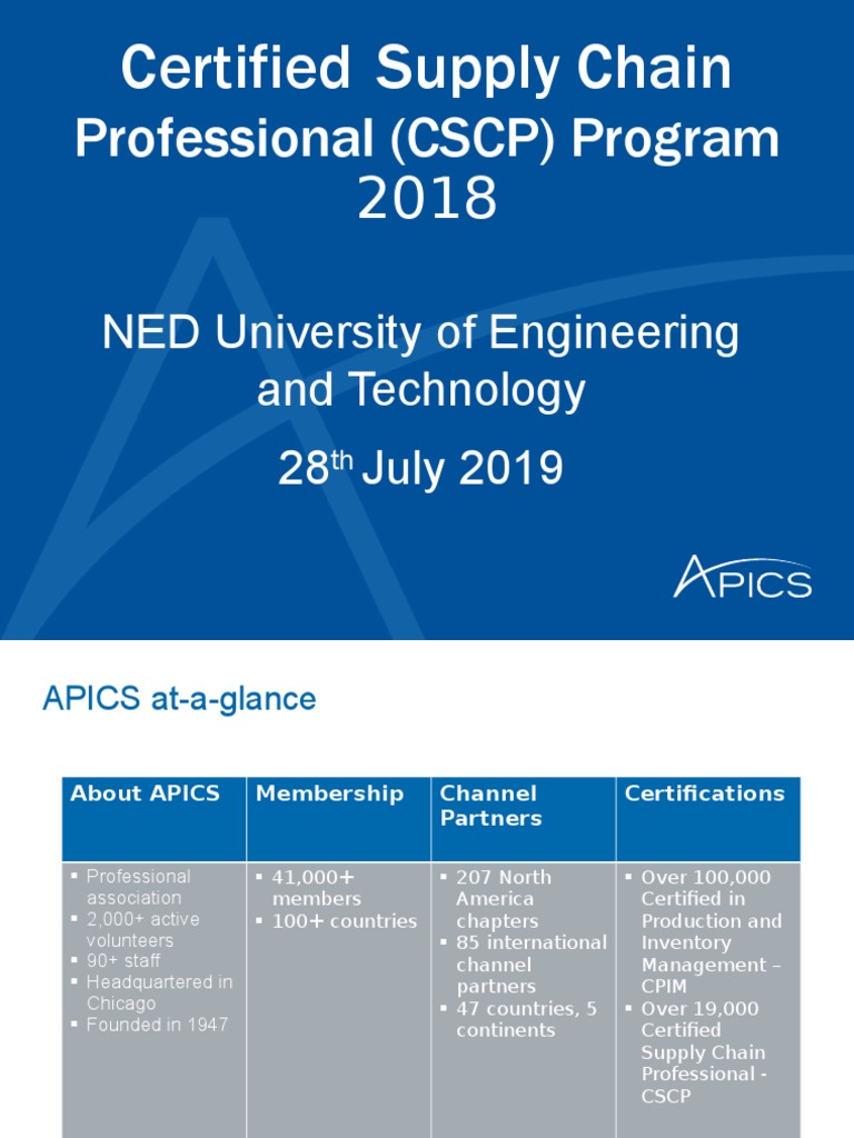 Professional (CSCP) Program 2018: Certified Supply Chain | PDF | Supply ...