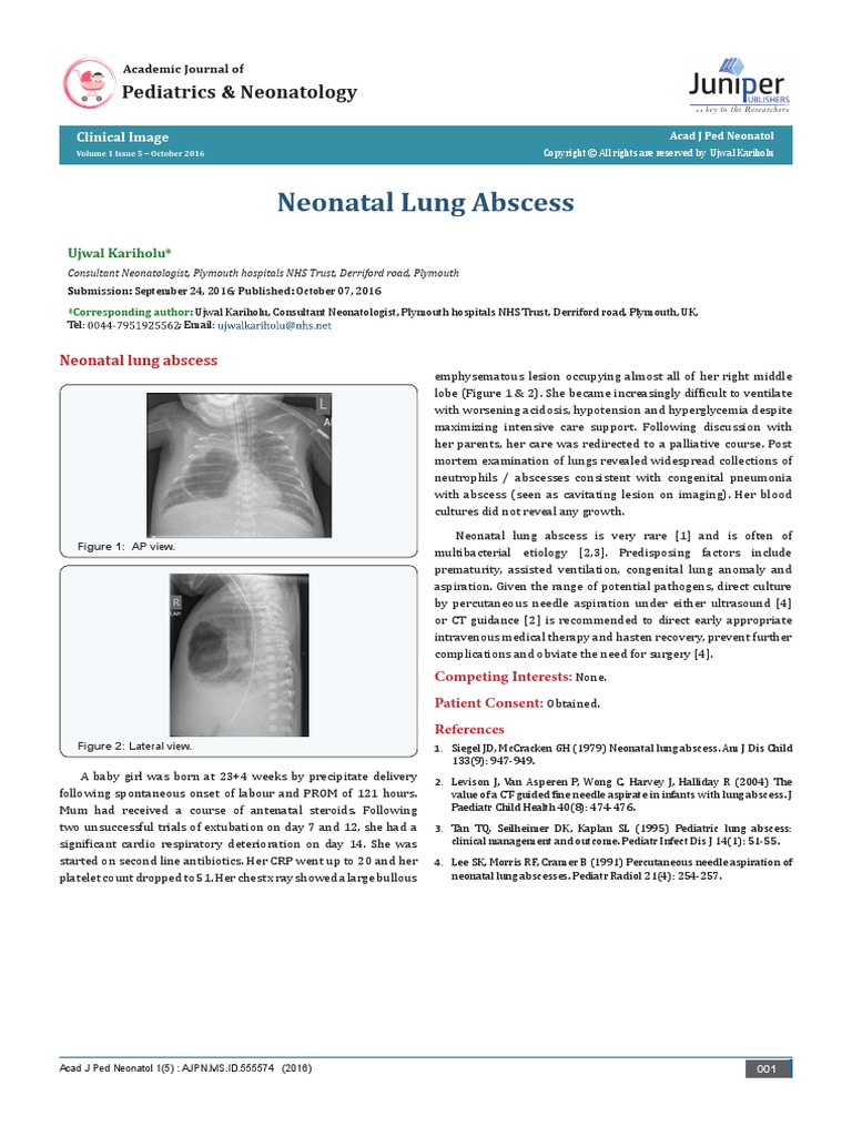 Neonatal Lung Abscess: Pediatrics & Neonatology | PDF | Neonatology ...