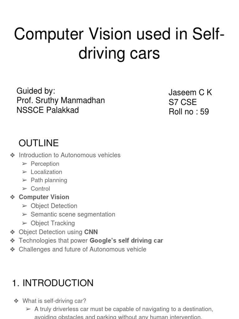 Computer Vision in Self-Driving Cars | PDF | Computer Vision | Emerging ...