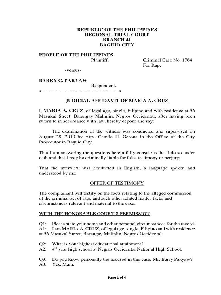 Sample of JA | Download Free PDF | Perjury | Testimony