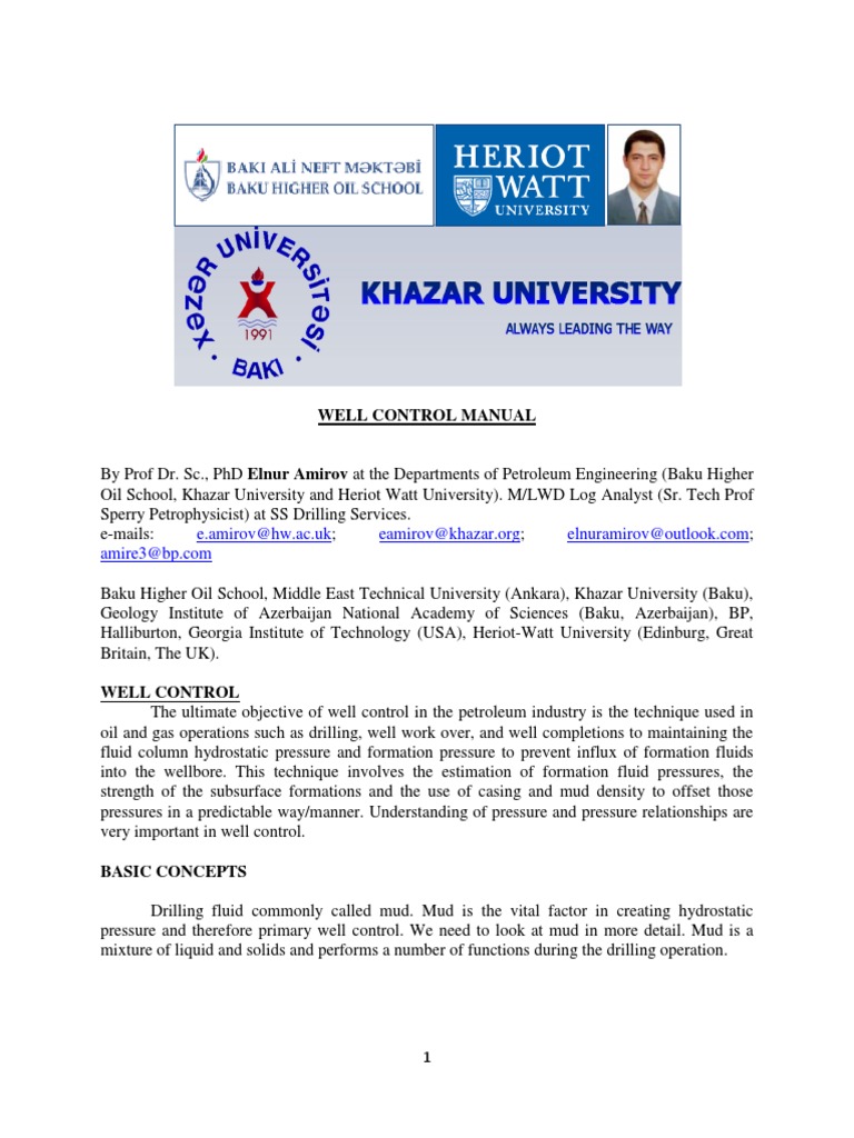 Comprehensive Introduction to Key Well Control Concepts and Principles ...