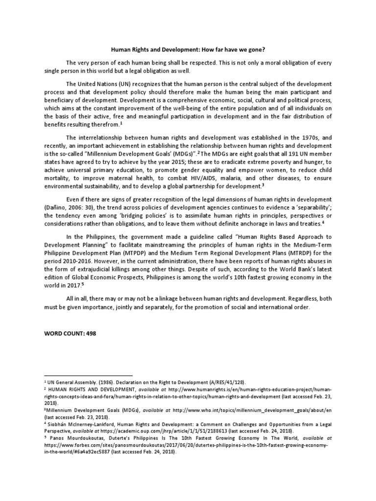 Human Rights And Development Pdf Millennium Development Goals