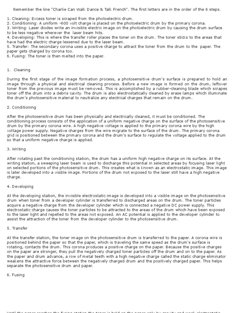 Laser Printer 6 Steps | PDF | Equipment | Electromagnetism