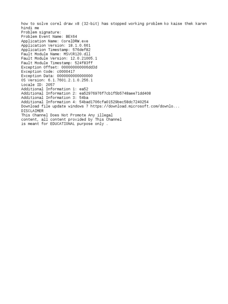 How To Fix Corel Draw x8 64 Bit Has Stopped Working Problem in Windows 7 - 8 - 10 - YouTube | PDF