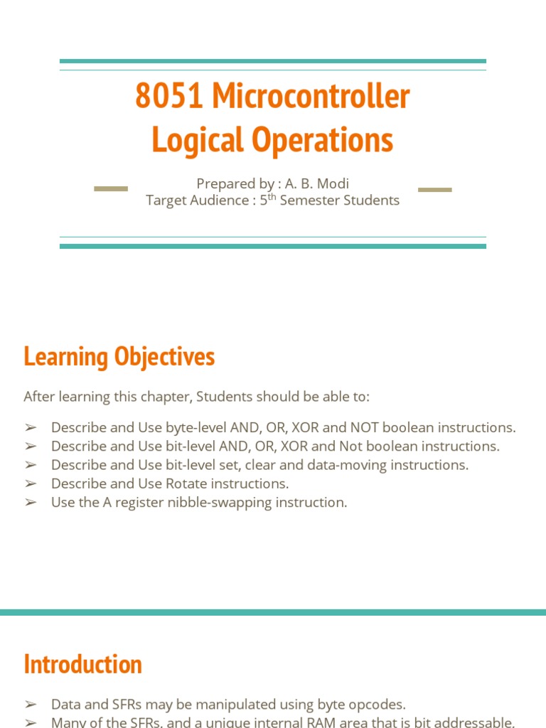 8051 Microcontroller Logical Operations | PDF | Electronics | Digital ...