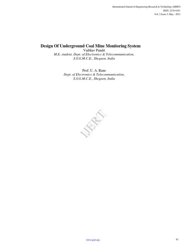 Design of Underground Coal Mine Monitoring System IJERTV2IS50141 | PDF ...