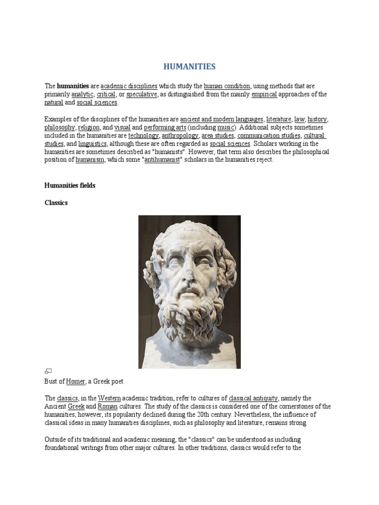 Humanities Fields Classics | PDF | Humanities | Performing Arts