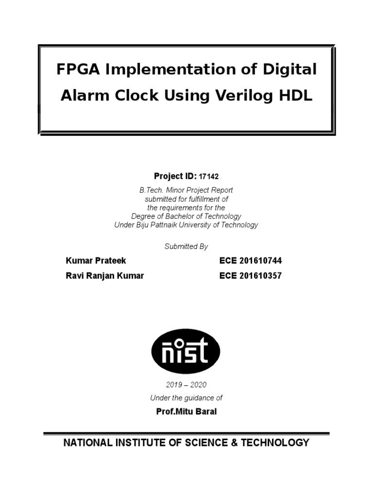 Minor Project Report Format | PDF | Field Programmable Gate Array ...
