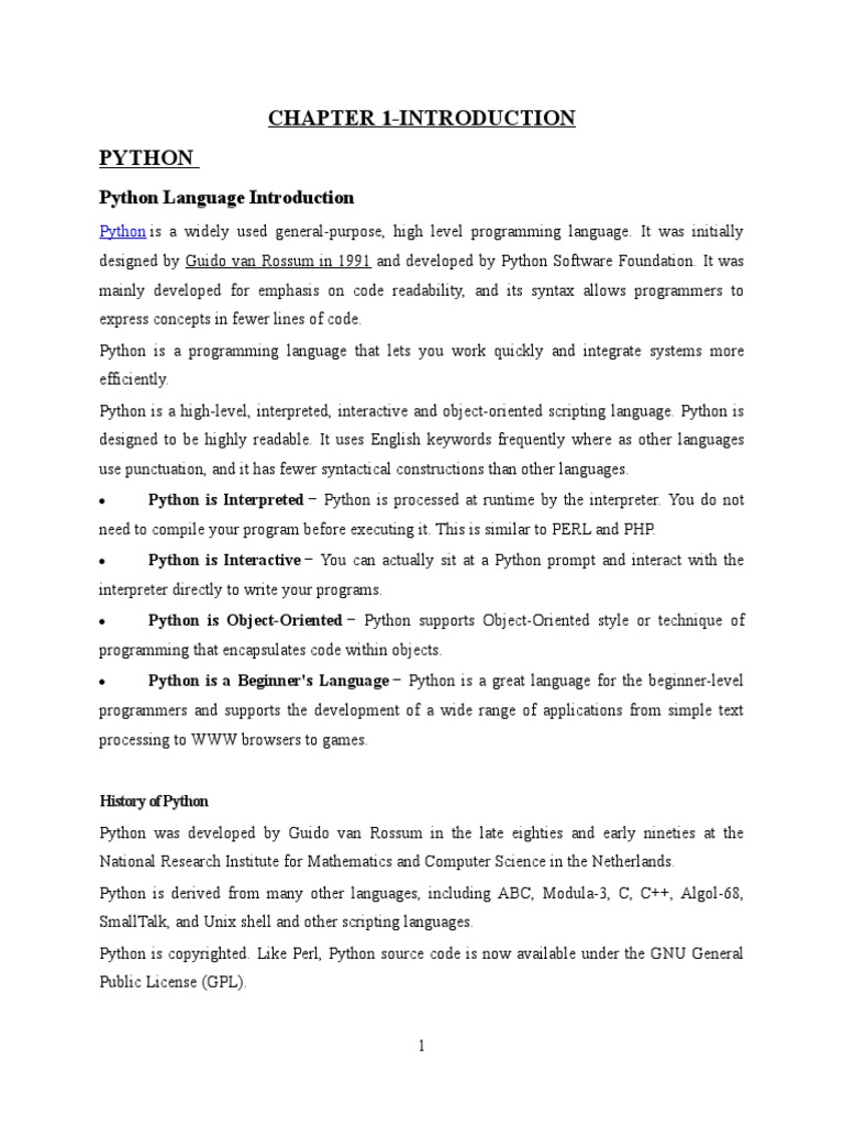 Chapter 1 Introduction Python Pdf Python Programming Language Widget Gui