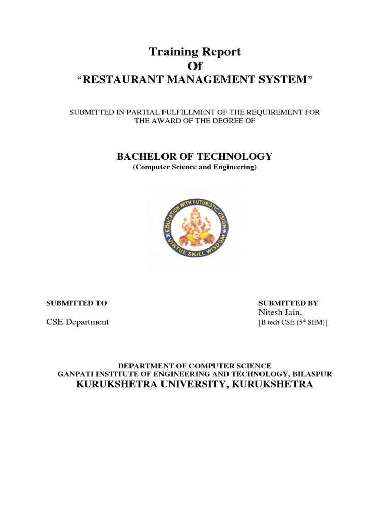 Training Report COver Page For Gitm College | PDF | Gratitude ...