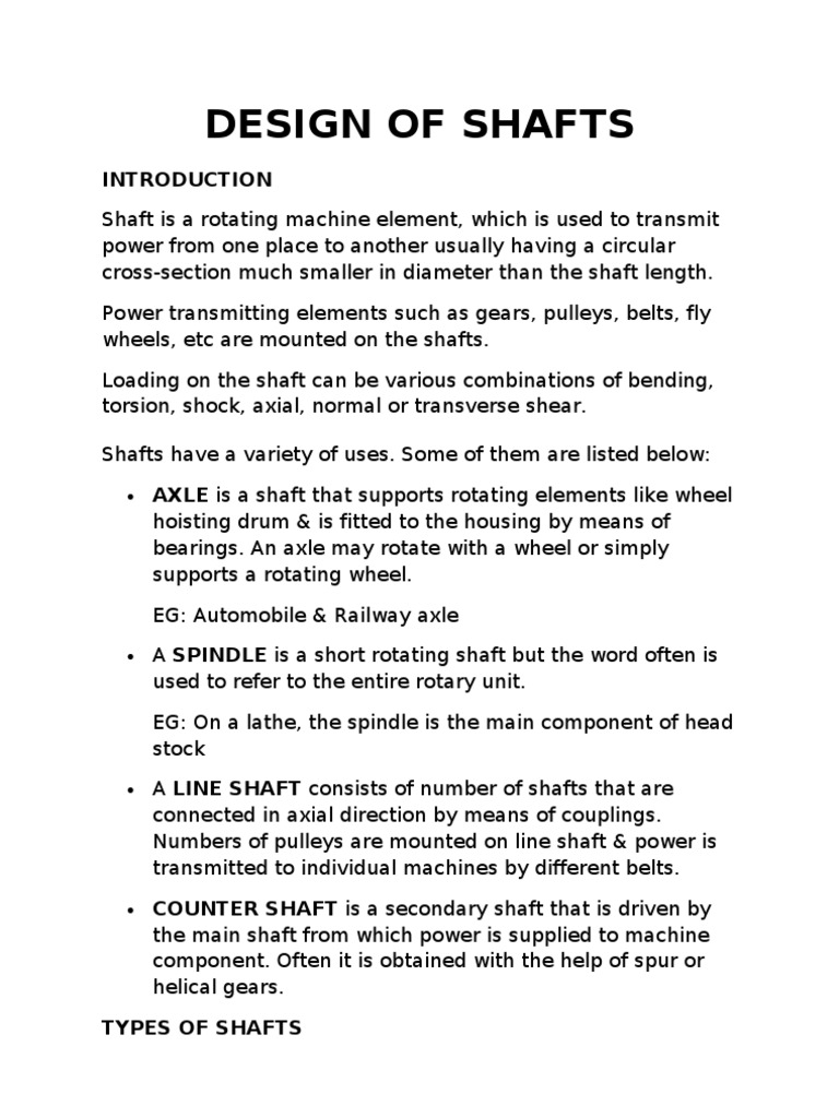 Design of Shafts | PDF | Stress (Mechanics) | Strength Of Materials