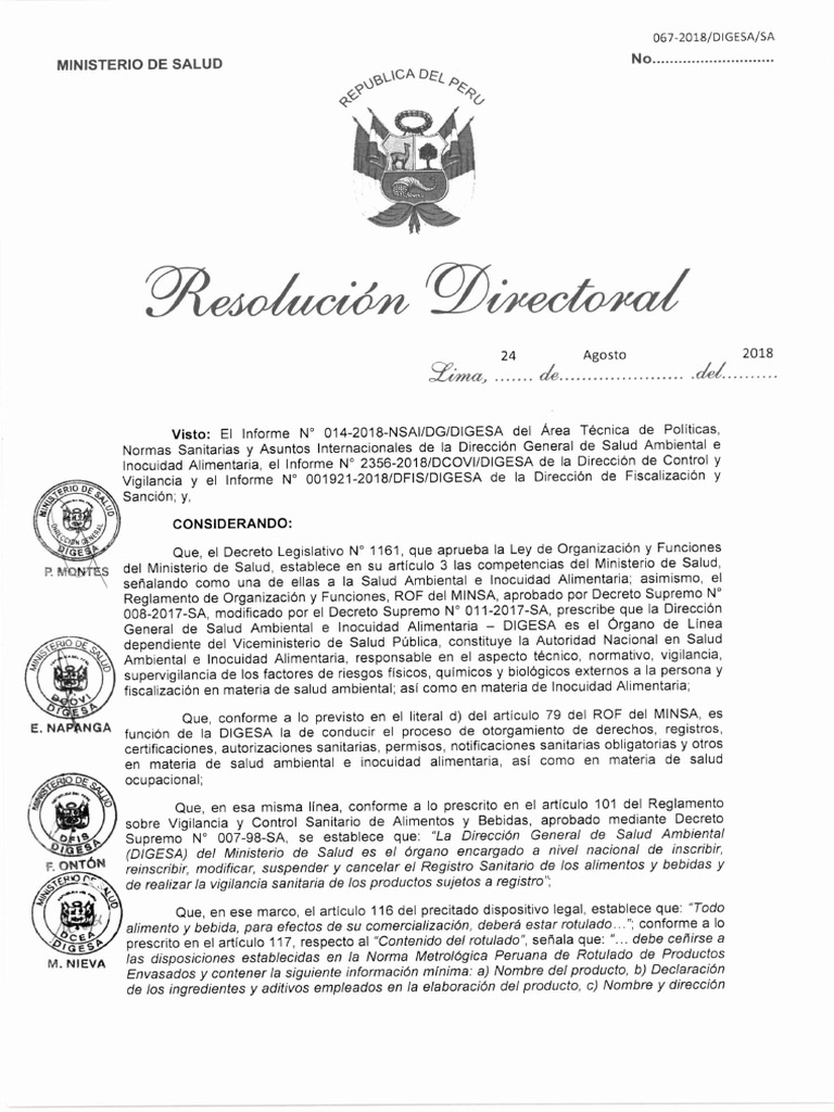 RD - 67 2018 Digesa PDF | PDF