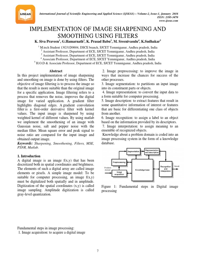 Implementation of Image Sharpening and Smoothing Using Filters | PDF | Electronic Filter ...
