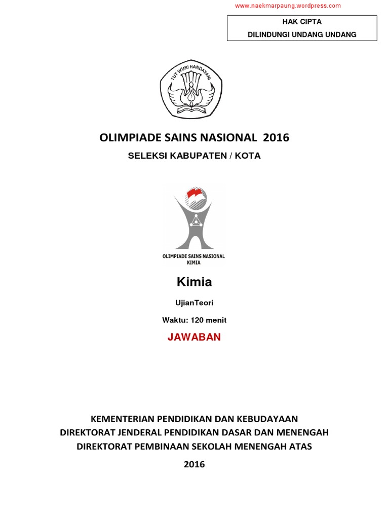 Soal Dan Kunci Jawaban Osk Kimia 2016 11 | PDF