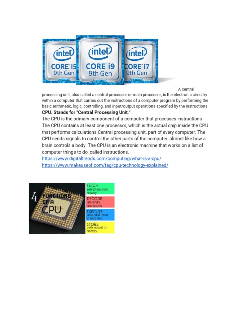 Understanding the Central Processing Unit | PDF