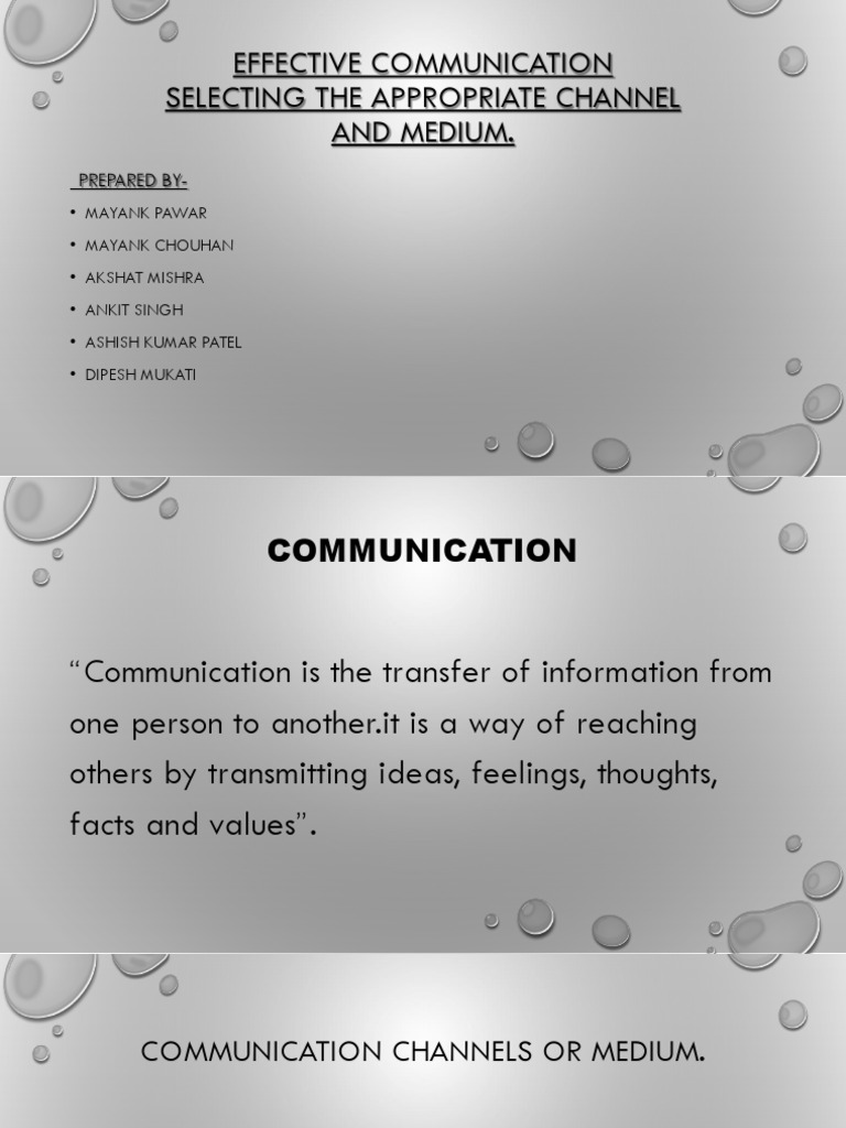 Effective Communication Selecting The Appropriate Channel and Medium ...
