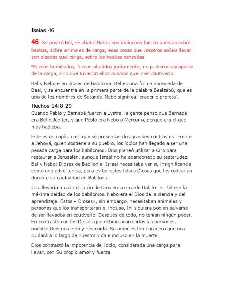 Isaías 46 | Descargar gratis PDF | Isaias | Dios